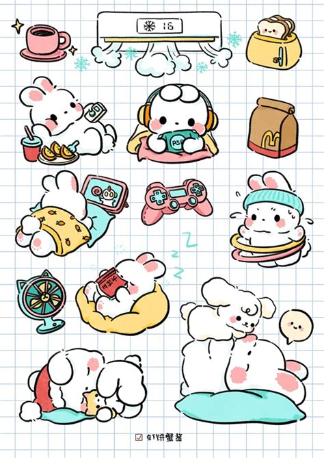 快乐暑假宅家日常｜简笔画｜涂鸦｜手帐素材