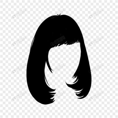 女发型创意假发乌黑头发黑白元素素材下载 正版素材402072824 摄图网