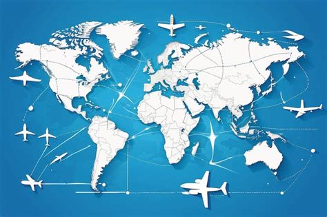 Premium Photo Planes Dotted Direction Paths And Map Pointers Over