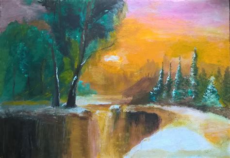 Картина Зимний вечер в стиле Академический рисунок