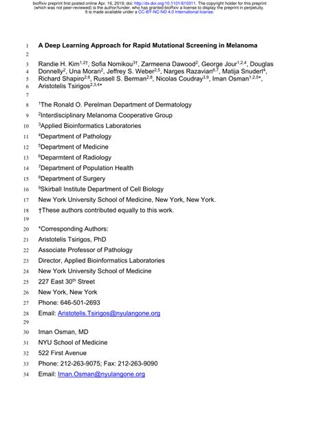 Pdf A Deep Learning Approach For Rapid Mutational Screening In Melanoma