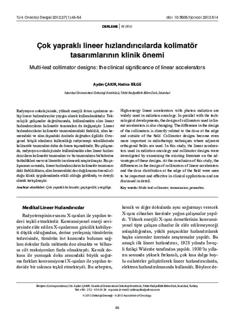 Pdf Multi Leaf Collimator Designs The Clinical Significance Of Linear Accelerators Aydin