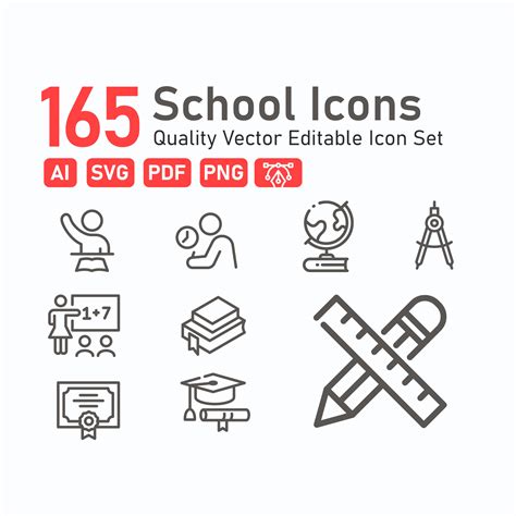 School Icon Packs Svg Icons Vector Icon Set Png Icon Bundle Icon Pack Social Media Icons Png