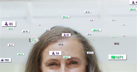 Animation Of Social Media Icons And Numbers Over Caucasian Woman At