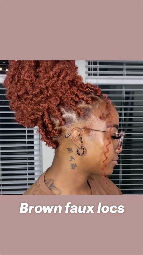 Brown Faux Locs Faux Locs Hairstyles Ginger Hair Color Hair Styles
