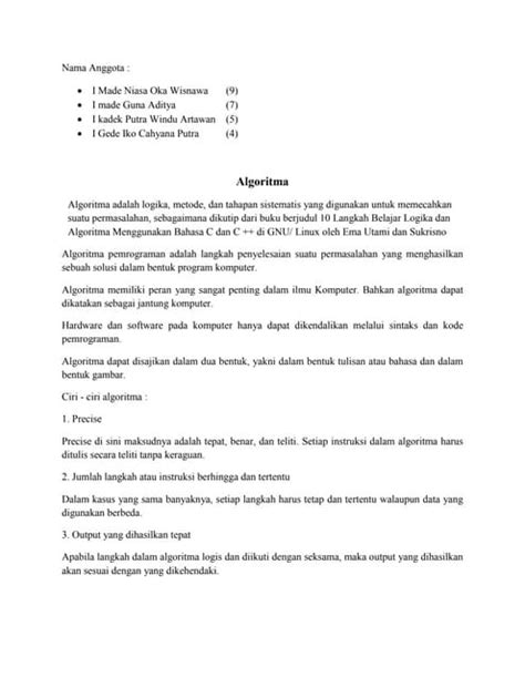 Materi Algoritma Mata Pelajaran Informatika Kelas 7 Pptx