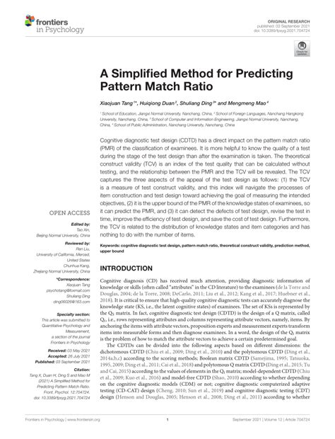 Pdf A Simplified Method For Predicting Pattern Match Ratio