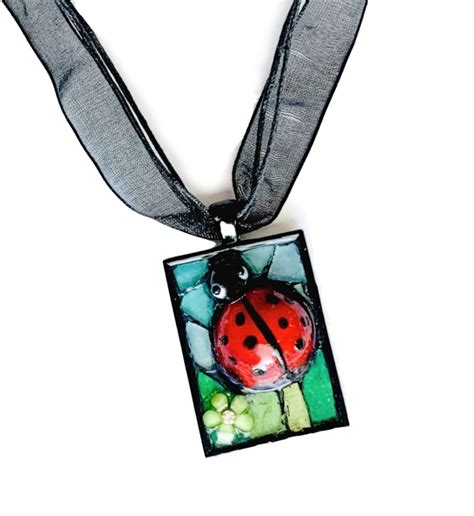 Mosaic Ladybug Pendant Glass Ladybug Mosaic Pendant Glass Etsy