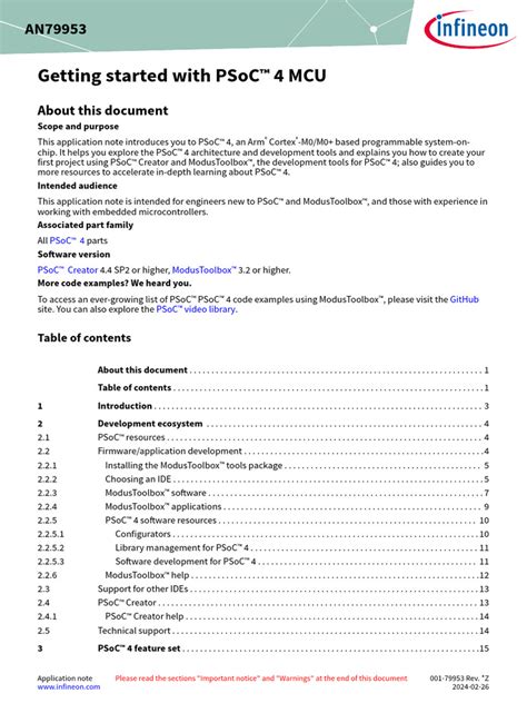 Infineon An79953 Psoc4 Mcu Applicationnotes V27 00 En Pdf Microcontroller Integrated