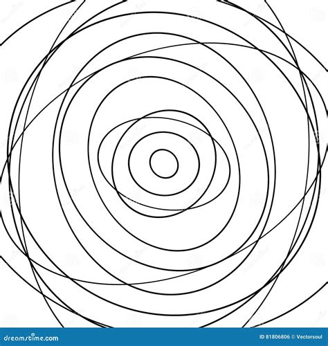 Concentric Circles Pattern Abstract Monochrome Geometric Illustration Stock Vector