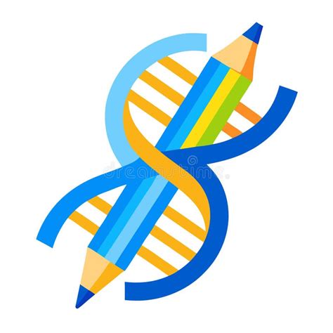 Dna Strands And Pencil Creative Genetics Science Writing And Educational Arts Stock Vector