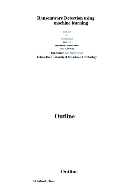 Ransomware Detection Using Machine Learning Supervisor Pdf Ransomware Malware