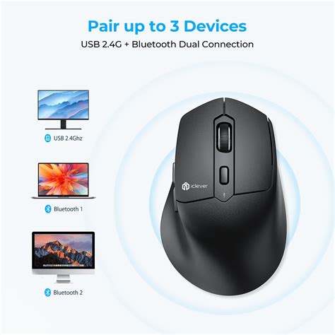 Iclever Mouse Md360 Type C Rechargeable Wireless Bluetooth Mouse Dual Mode Bluetooth 24g