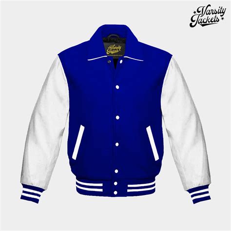 Royal Blue Wool Bodywhite Leather Sleeve Varsity Jacket Premium