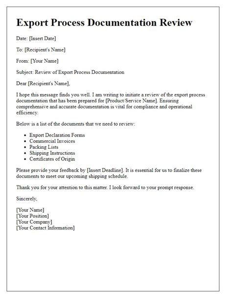 Letter Template For Export Documentation Checklist Free Samples In Pdf Letterin