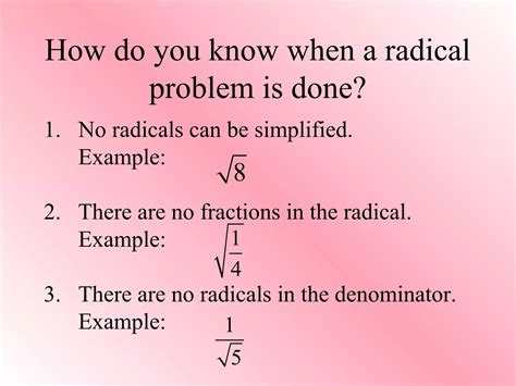 Simplify Radicals Ppt