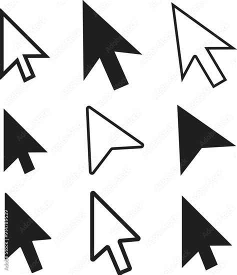 Cursors Icons Click Set Computer Mouse Click Pointer Cursor Arrow Flat