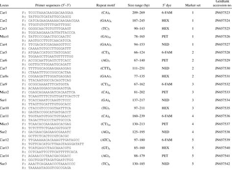 Characteristics Of 20 Microsatellite Loci In Ficus Download Table