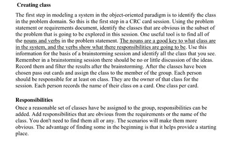 Object Oriented Analysis And Design Using Crc Cards