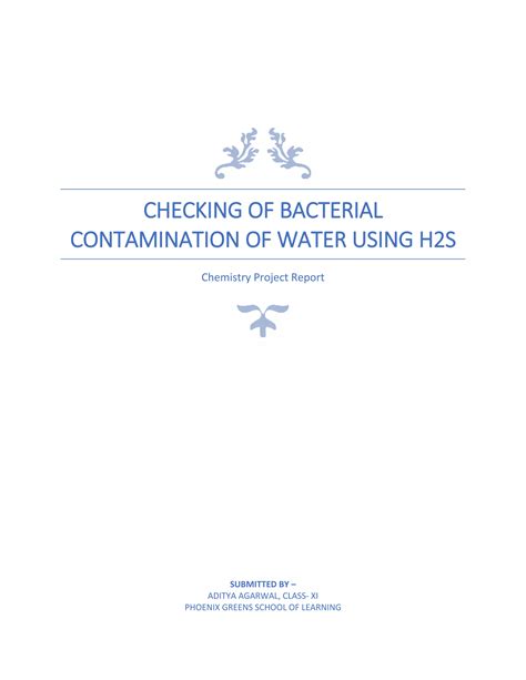 Checking Of Bacterial Contamination Of Water Using H2s Docx