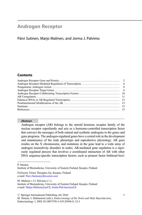 Pdf Androgen Receptor