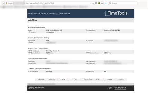 TimeTools SR SC Series Network Time Protocol Server RCE CVE