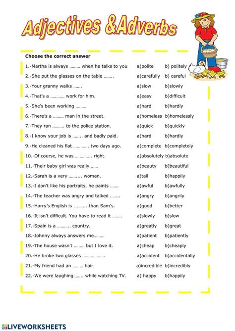 Liveworksheets Adjectives And Adverbs