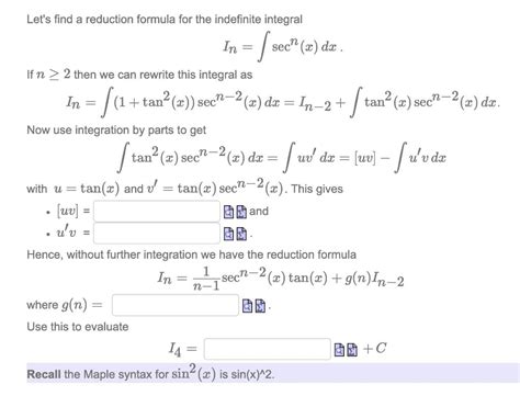 Solved Lets Find A Reduction Formula For The Indefinite