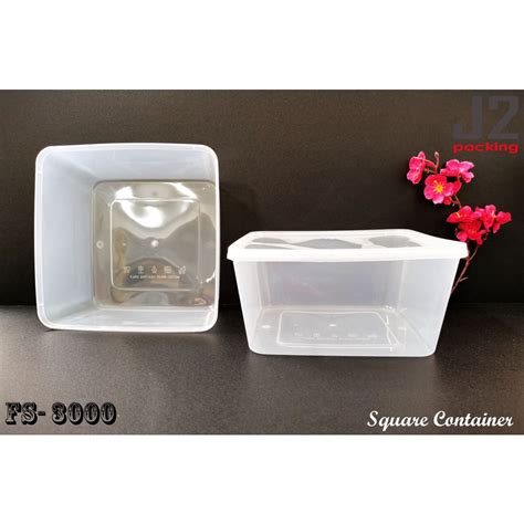 Microwave Square Food Container With Lid Fs2000 Fs3000 Bekas