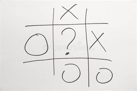 drawing of the game tic tac toe and a question mark in the middle on