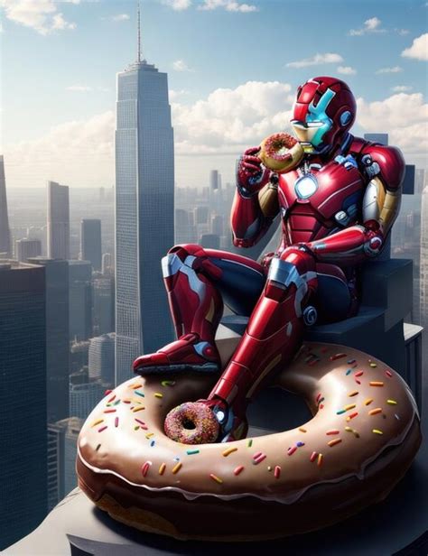 Premium Ai Image Iron Man Tony Stark Sitting On A Building Tower And