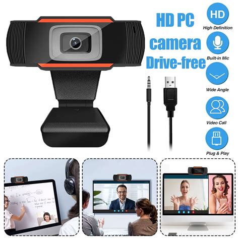 P HD Webcam With Mic USB Auto Focusing Web Cam Clip On Computer PC Laptop Adjustable Camera