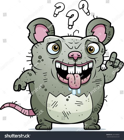 Cartoon Illustration Ugly Rat Looking Confused Stock Vector Royalty