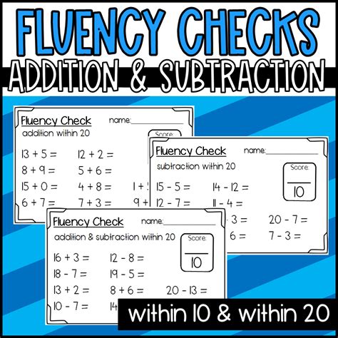 Addition And Subtraction Fluency Checks Within 10 And Within 20 Made By Teachers
