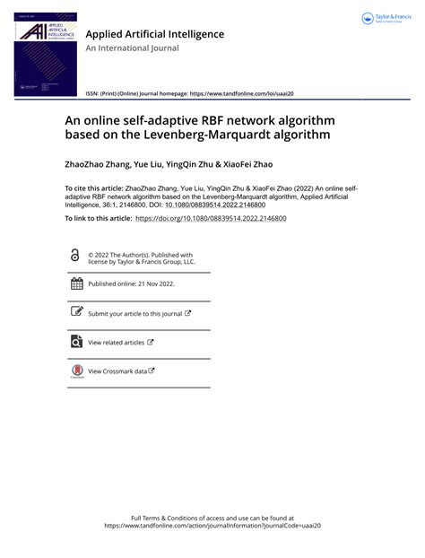 Pdf An Online Self Adaptive Rbf Network Algorithm Based On The
