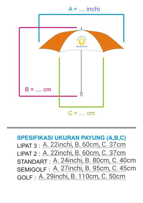 Payung Promosi Souvenir Anugerah Maju Pratama Gambar Spec Ukuran Payung