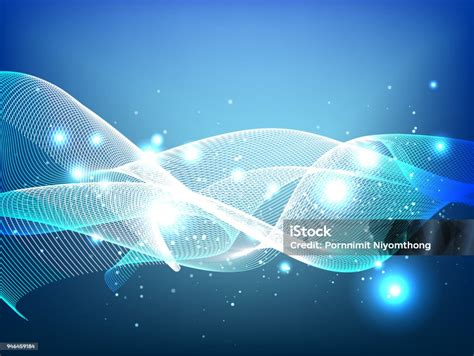 단행된 라운드 Particlesswoosh 화려한 웨이브 현대 스트림 배경 추상 기술 디지털 입자 Waveswavy 구조에