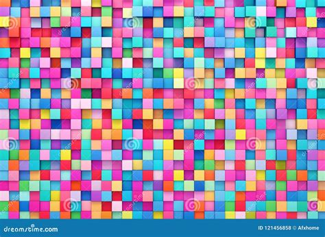 3d Rendering Abstract Background Of Multi Colored Cubes Wall Stock Illustration Illustration