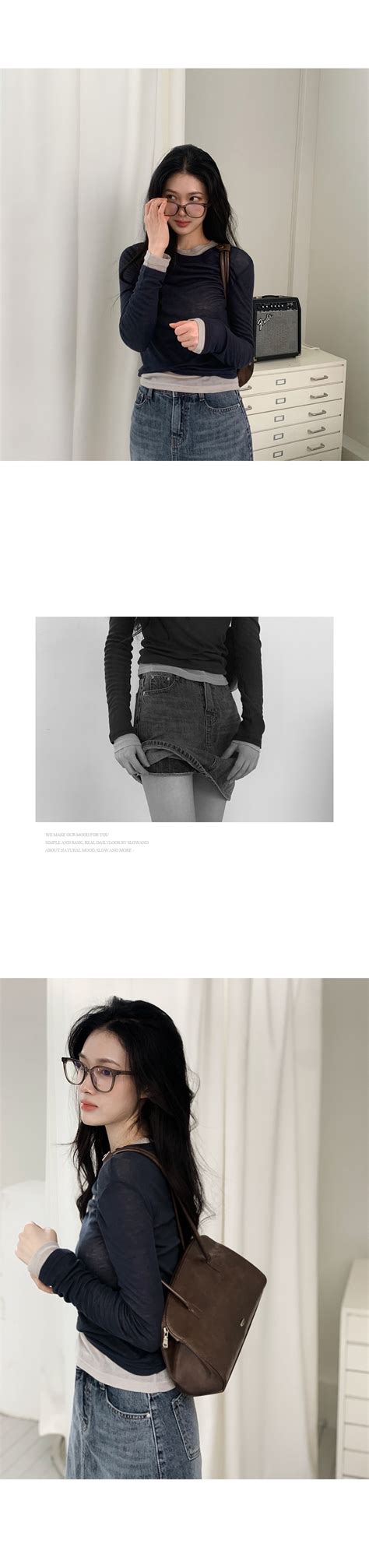 단독 U넥추가 앤시즌 레이어드 텐셀티셔츠 10 Color 슬로우앤드