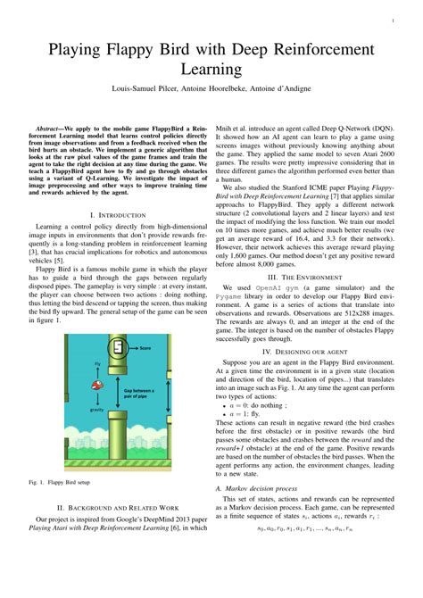 Pdf Playing Flappy Bird With Deep Reinforcement Learning