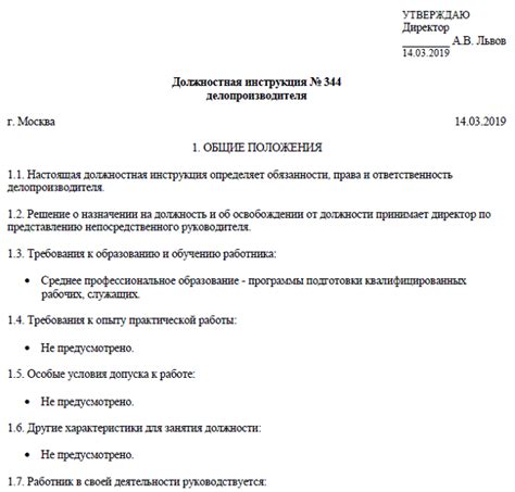 Должностная инструкция 2024 образец