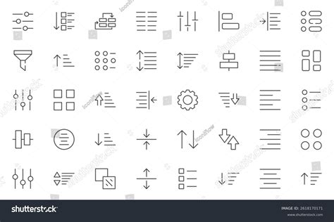 5 Set Sorting Filtering Related Linear Icons On White Background