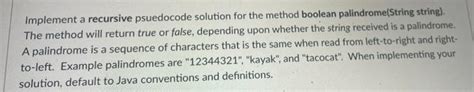 Solved A Implement A Recursive Psuedocode Solution For The