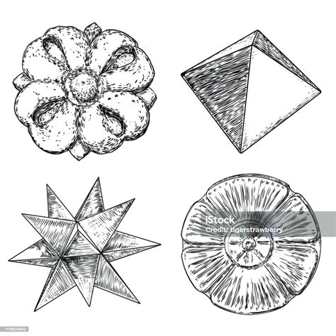 빈티지 장식 바로크 장식 요소와 낮은 폴리 지오메트리 모양스타 크리스탈 그리기 와 같은 원형 꽃 만다라 세트 패션 스카프 프린트 패브릭 디자인대리석 돌 벡터 T 셔츠에 대한