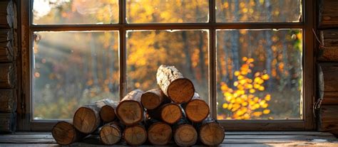 Premium Photo Stack Of Logs By Window