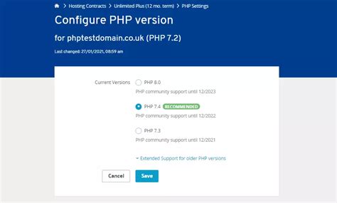 Update Your Php Version And Cancel Php Extended Support Ionos