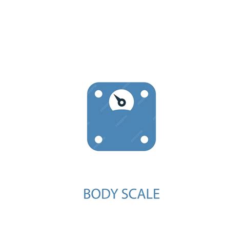 바디 스케일 개념 2 컬러 아이콘입니다 간단한 파란색 요소 그림입니다 신체 규모 개념 기호 디자인입니다 웹 및 모바일 Uiux에 사용할 수 있습니다 프리미엄 벡터