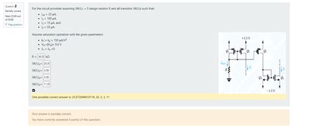 For The Circuit Provided Assuming W L 1 5 Design Chegg Com