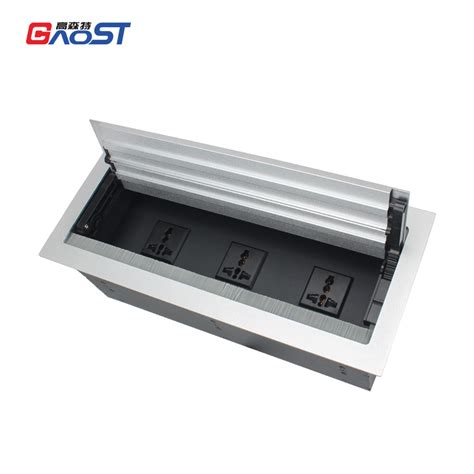 Universal Conference Double Flip Up Socket With 3 Universal Outlets Conference Table Socket