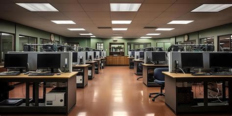 exploring a computer lab workstations printers networking gear and